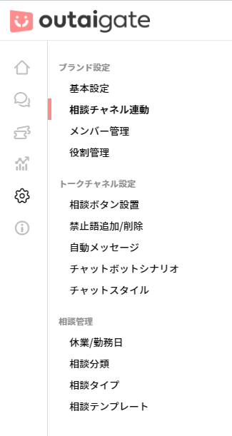 ウェブチャット/チャットボット連動 - outaigate ご利用案内